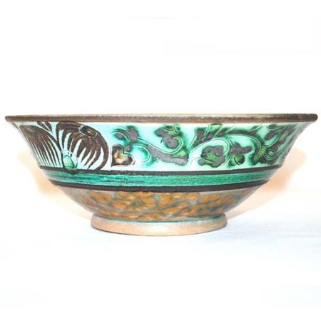 Unique Medieval Ceramic Dish With Multicoloured Design