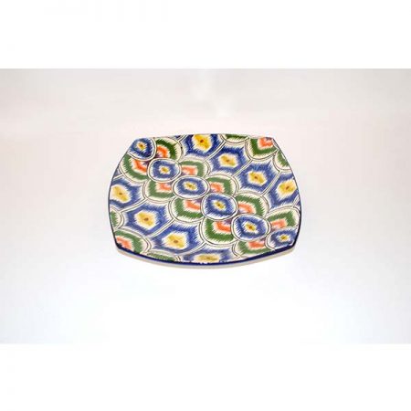 Traditional Ceramic Square Plate Colourful In Design
